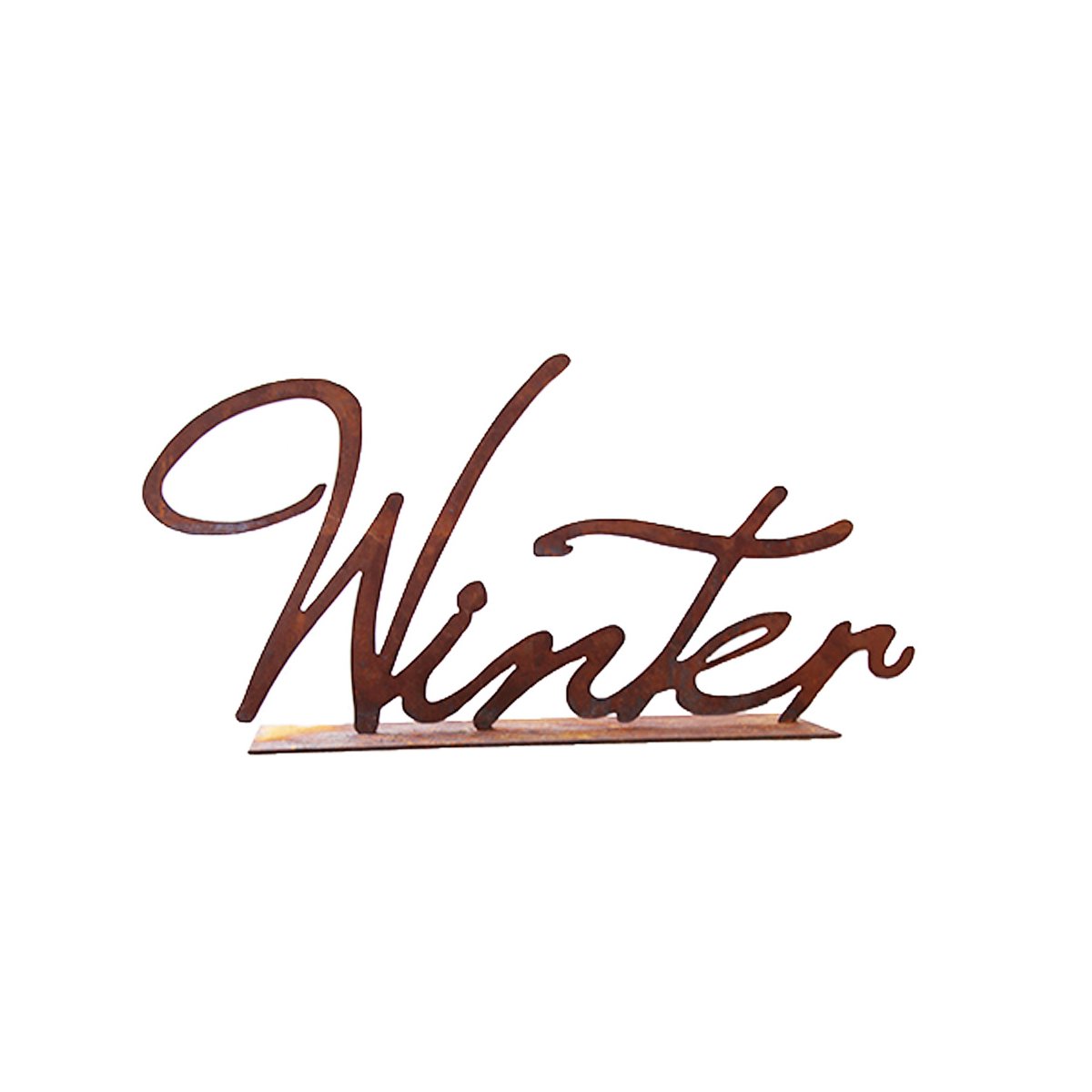 Dekofigur im Rost Design Winter Schriftzug auf Platte - Deko Fensterb ...