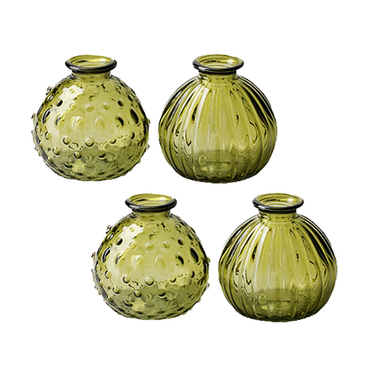 Glasvase "Jive", Vase olivgrün, H: 8,5 cm (4er Set) - kleine Vasen, B, 10,95