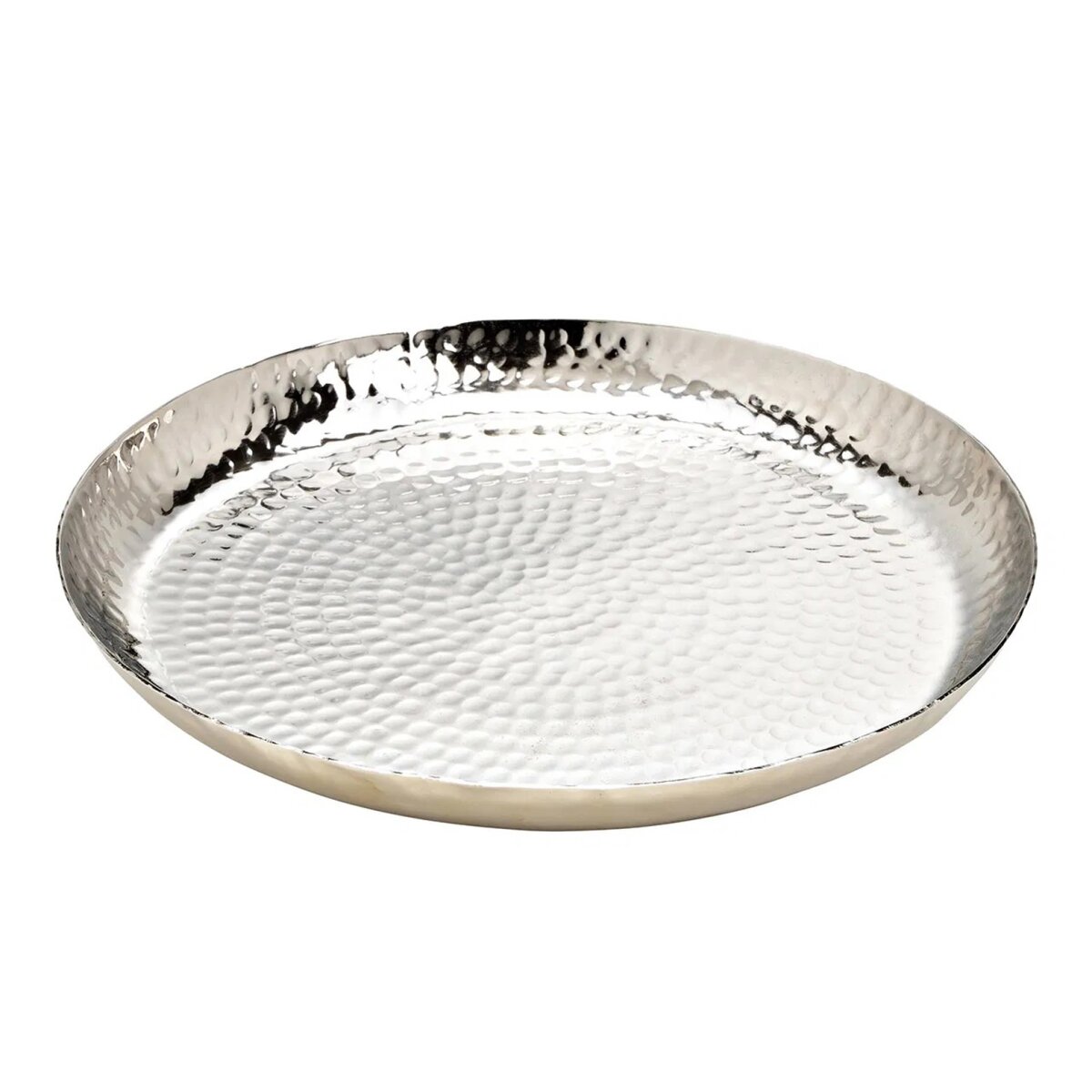 Deko Schale rund D:37 cm, Metall silber - Kerzentablett, Dekotablett ...