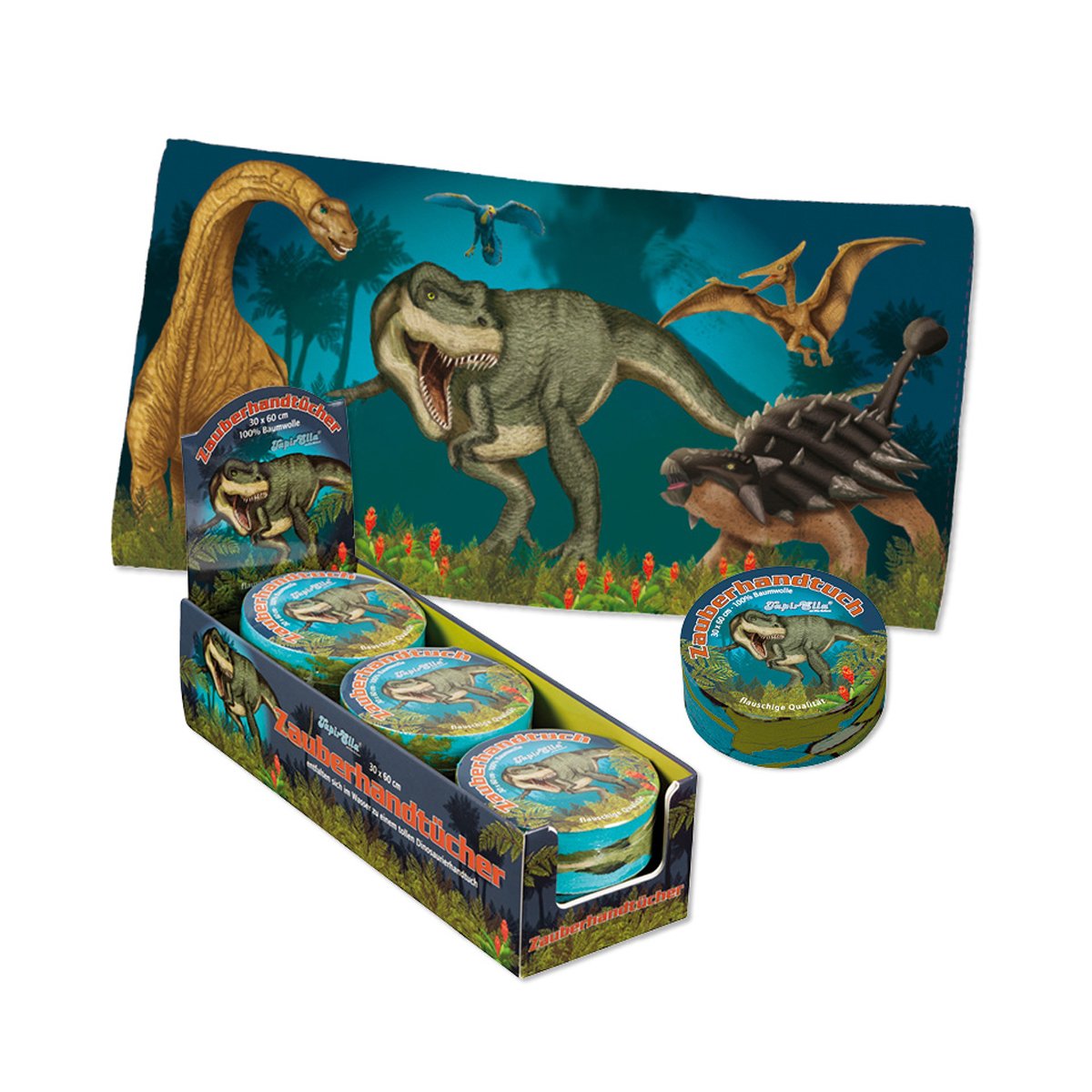 Magisches Handtuch Dinosaurier T-Rex 60x30 cm - Zauberhandtuch, Kinde ...