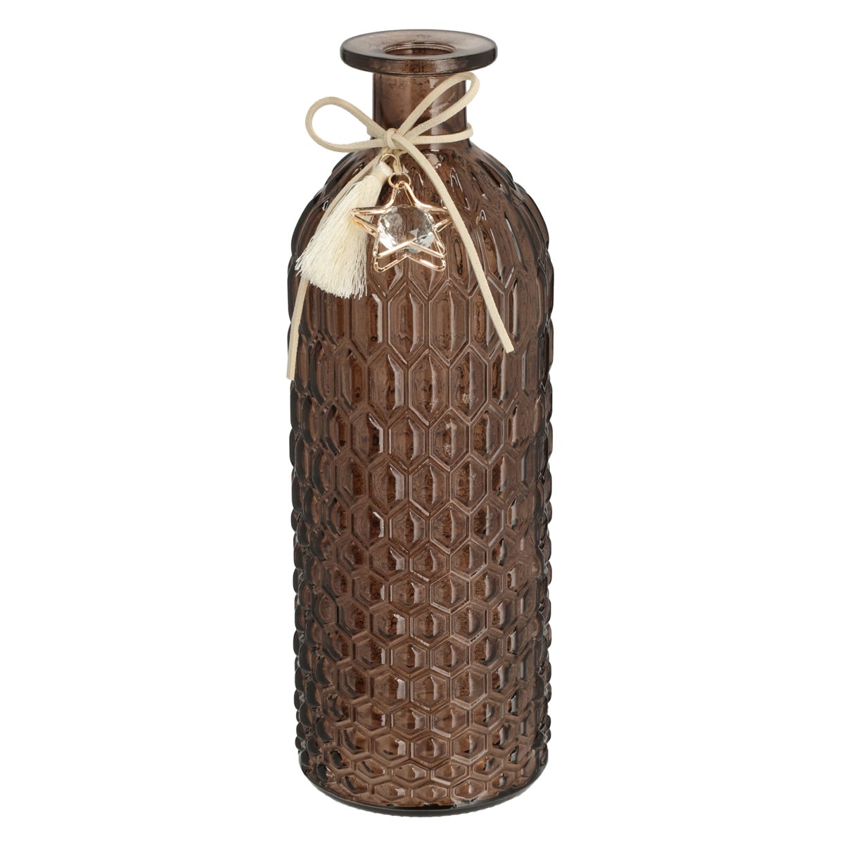 Vase mit Stern Anhänger H:25 cm Glasvase braun - Vase im Landhaus Sti ...