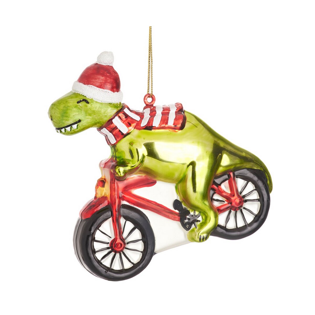 Baumschmuck Dinosaurier mit Fahrrad - Baumkugel Dino, Weihnachtsdeko ...