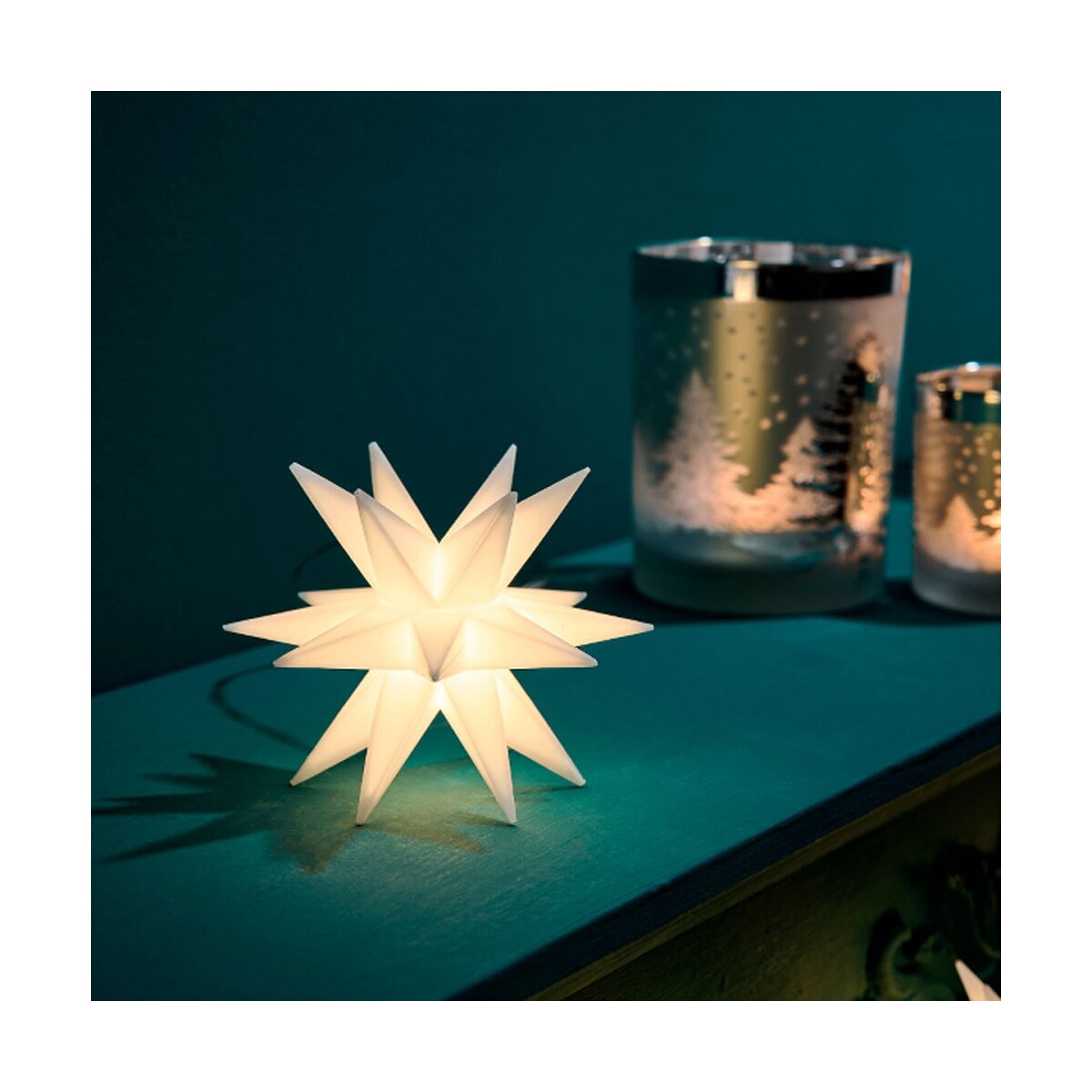 LED Stern 3D weiß D:10 cm zum Hängen oder Stellen - Deko Weihnachten ...