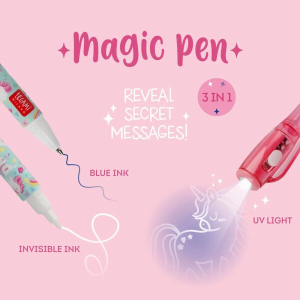 Legami Stift mit unsichtbarer Tinte Magic Pen EINHORN inkl. UV-Licht ...