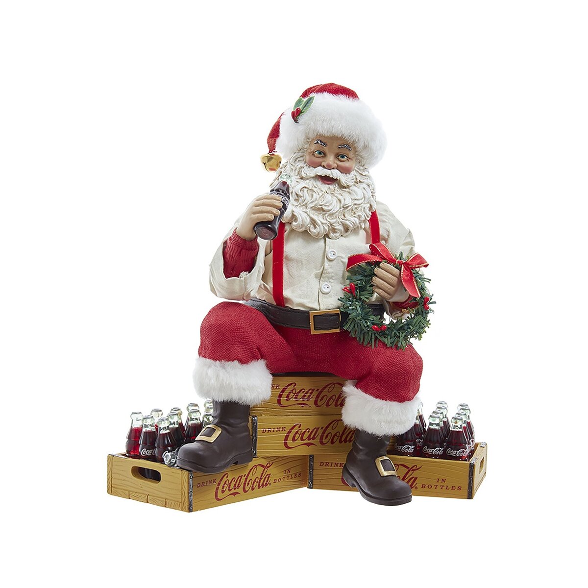 3D Figur Coca Cola Weihnachtsmann sitzend auf Kisten H:23 cm - Santa ...